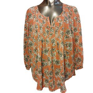 torrid | Tops | Torrid Plus Size Womens Orange Floral Long Sleeve Vneck ...